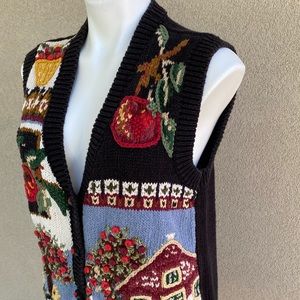 Tiara | Jackets & Coats | Vintage Knit Sleeveless Sweater Cardigan Vest ...